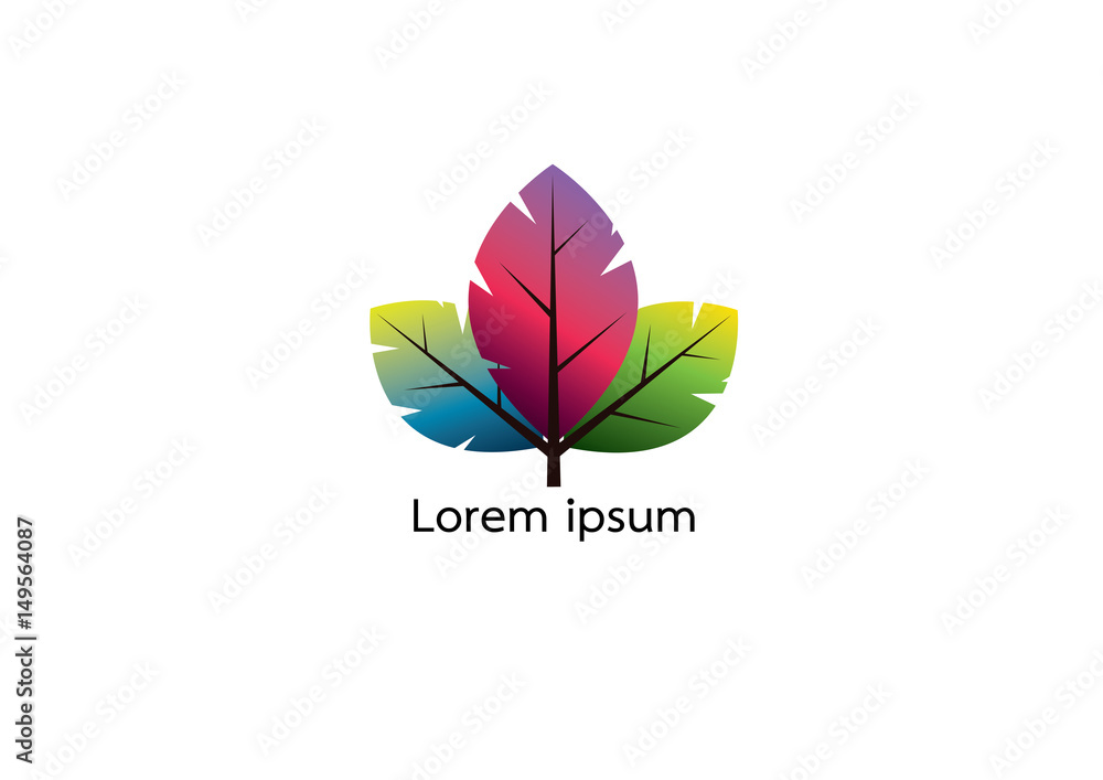 Leaf Logo isolated on white background. simple cartoon flat style ...