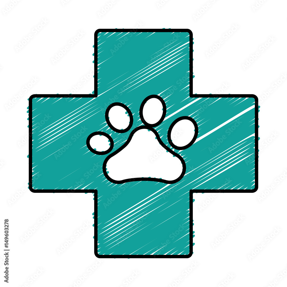 cross with dog paw icon over white background. colorful design. vector ...
