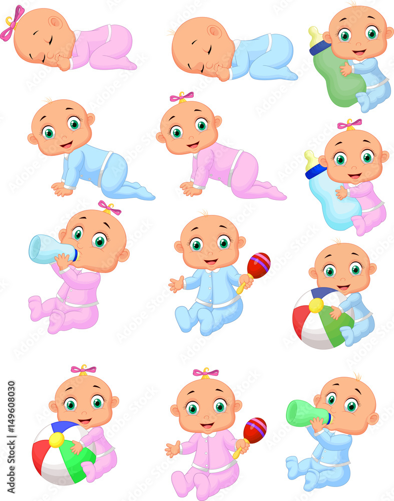 Collection of cartoon baby Stock Vector | Adobe Stock
