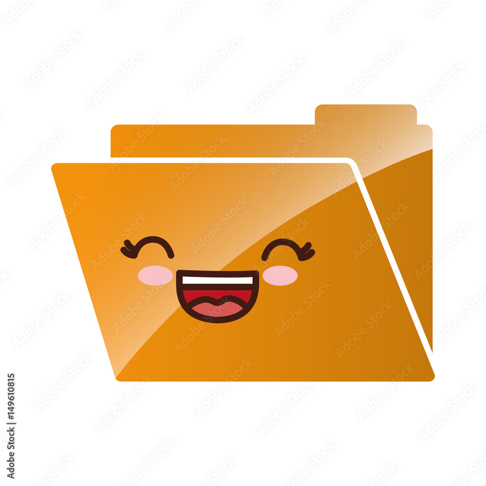 kawaii documents folder icon over white background. vector illustration ...