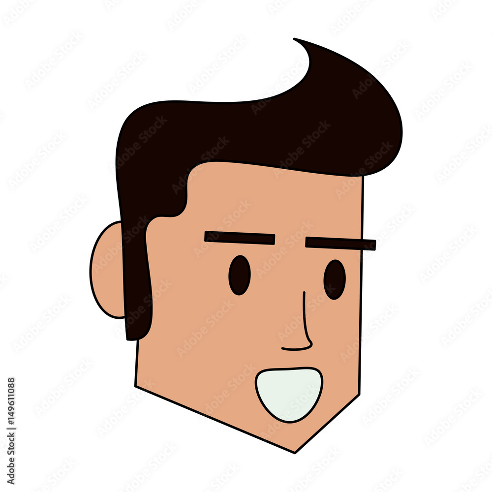 color image cartoon side face man with hairstyle vector illustration ...
