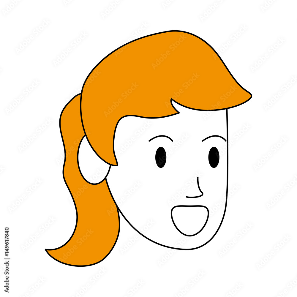 color silhouette image cartoon side view face executive woman vector ...