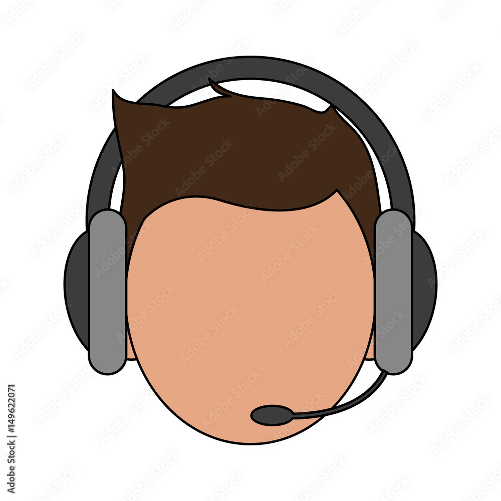 color image cartoon front view faceless male customer service with ...