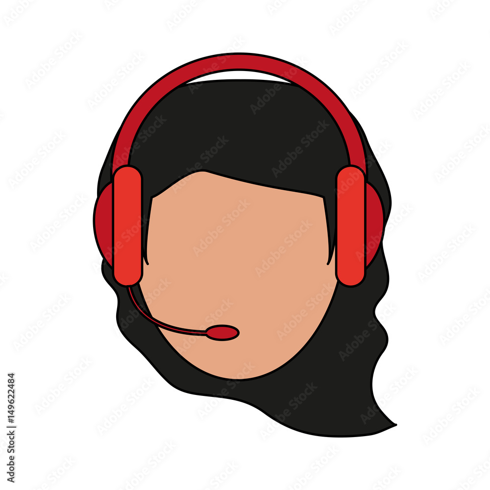 color image cartoon front view faceless female customer service vector ...