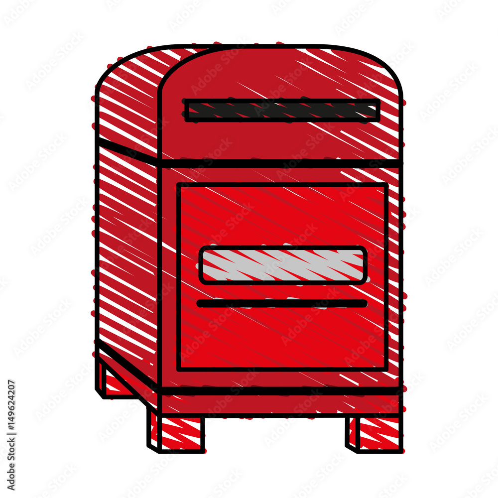 color crayon stripe image cartoon red post office box vector ...