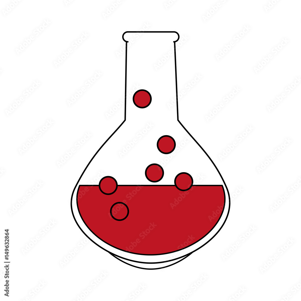 color silhouette image glass circular beaker for laboratory with red ...