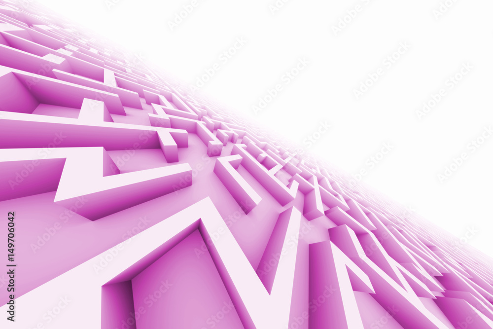 infinite purple maze structure with a bright light at the horizon Stock ...
