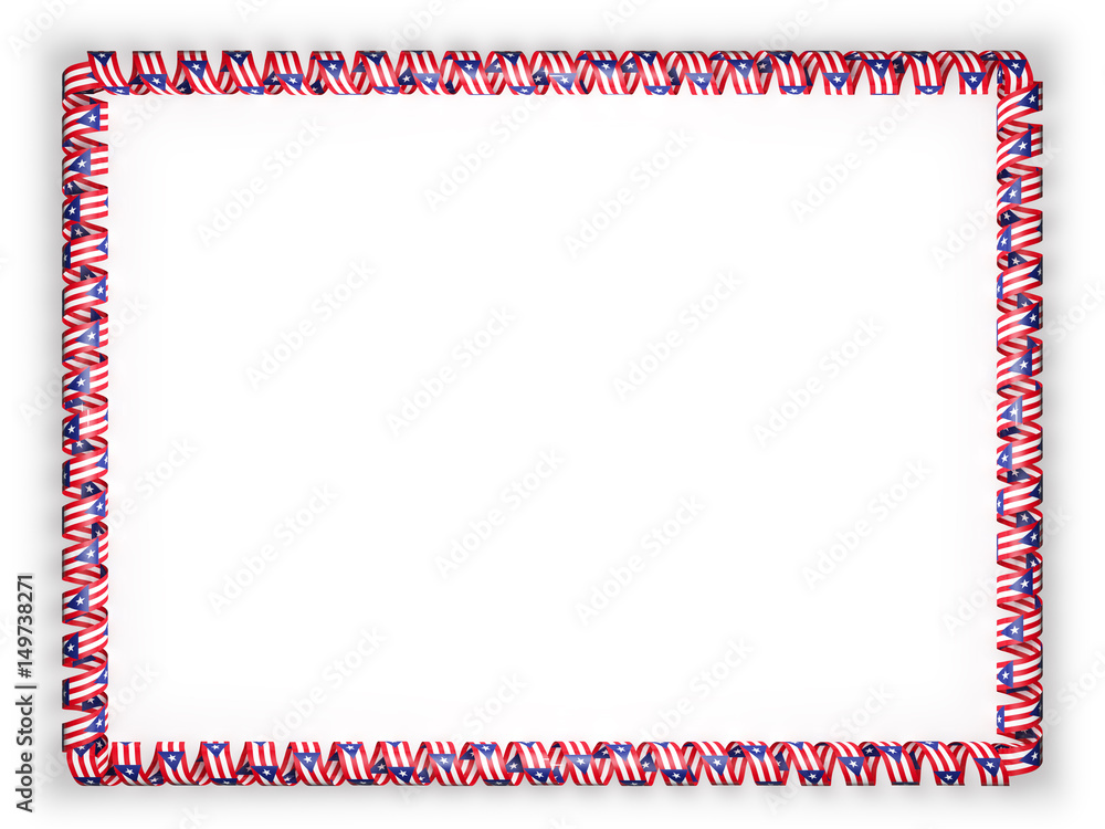 Frame and border of ribbon with the Puerto Rico flag. 3d illustration ...