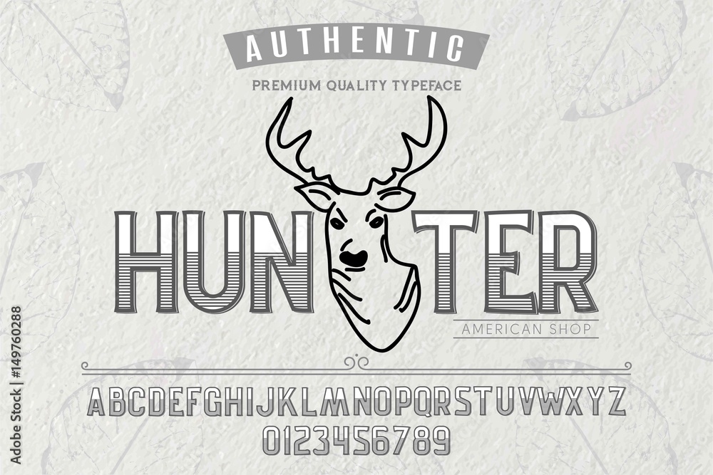 Font.Alphabet.Script.Typeface.Label.Authentic Hunter typeface.For ...