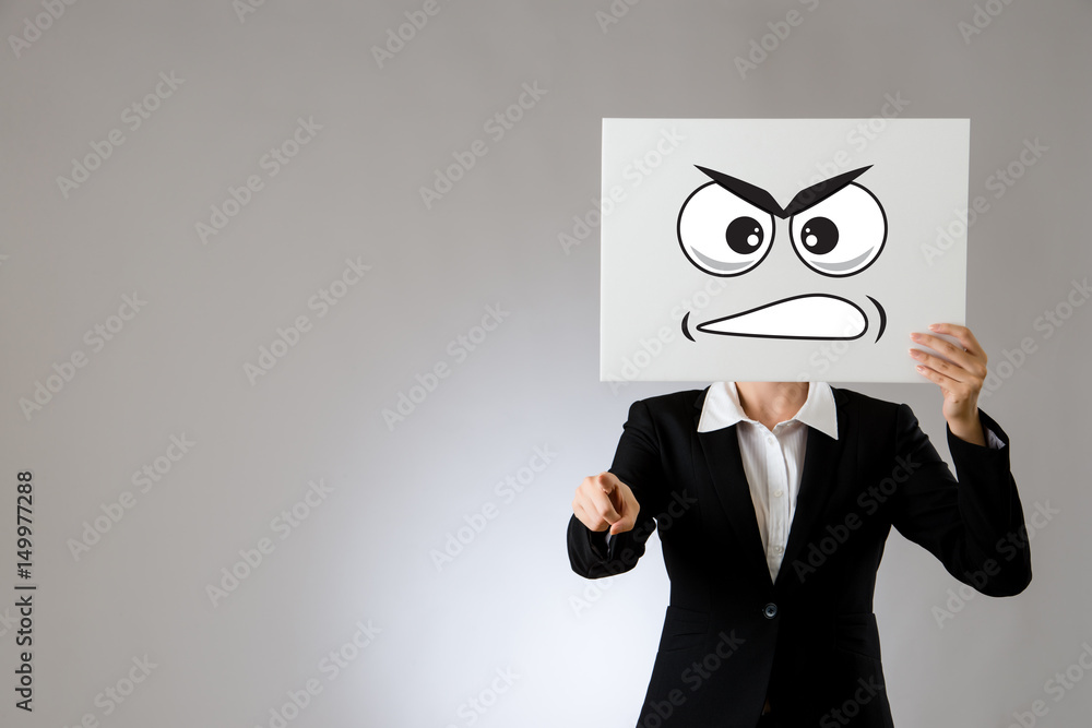 angry face expression illustration on blank card Stock Photo | Adobe Stock