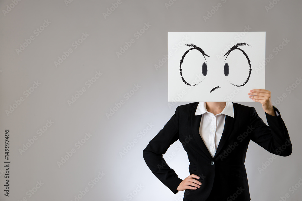 angry boss face drawing on blank billboard Stock Photo | Adobe Stock