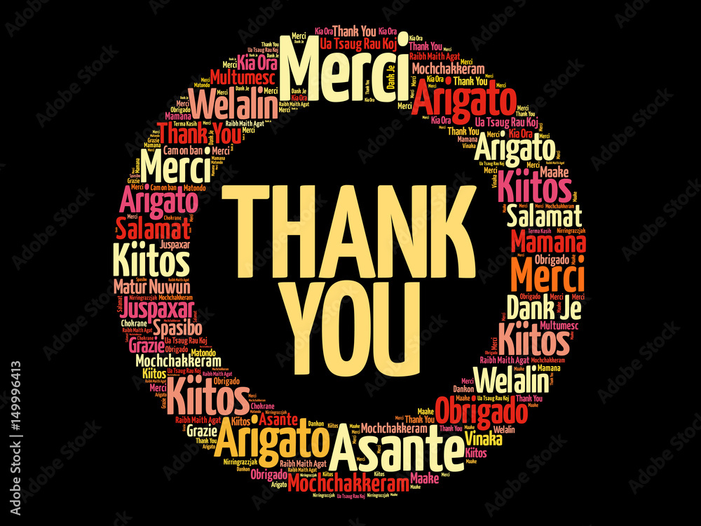 Thank You Word Cloud collage in different languages Stock Vector ...