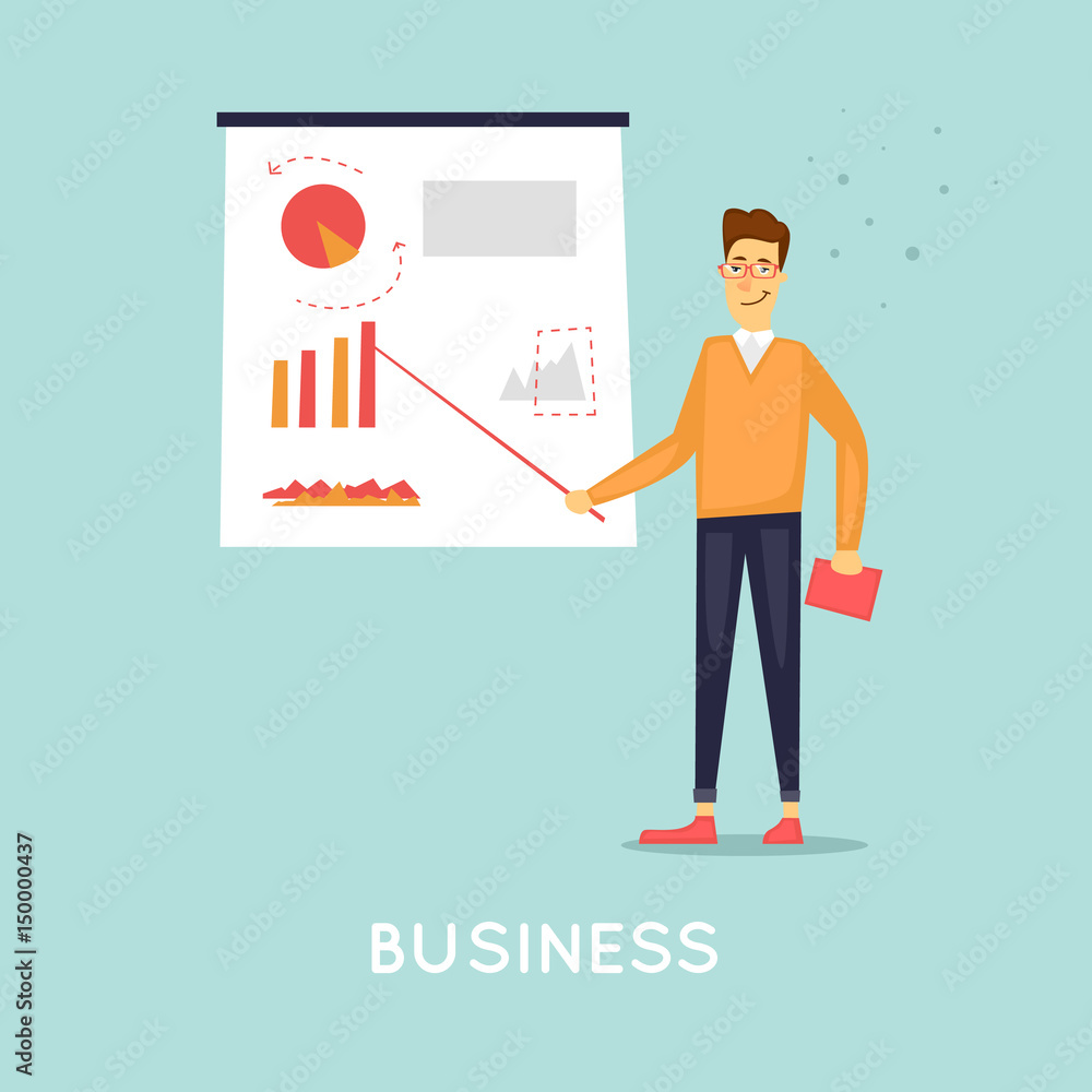 Business presentation. Flat vector illustration in cartoon style. Stock ...