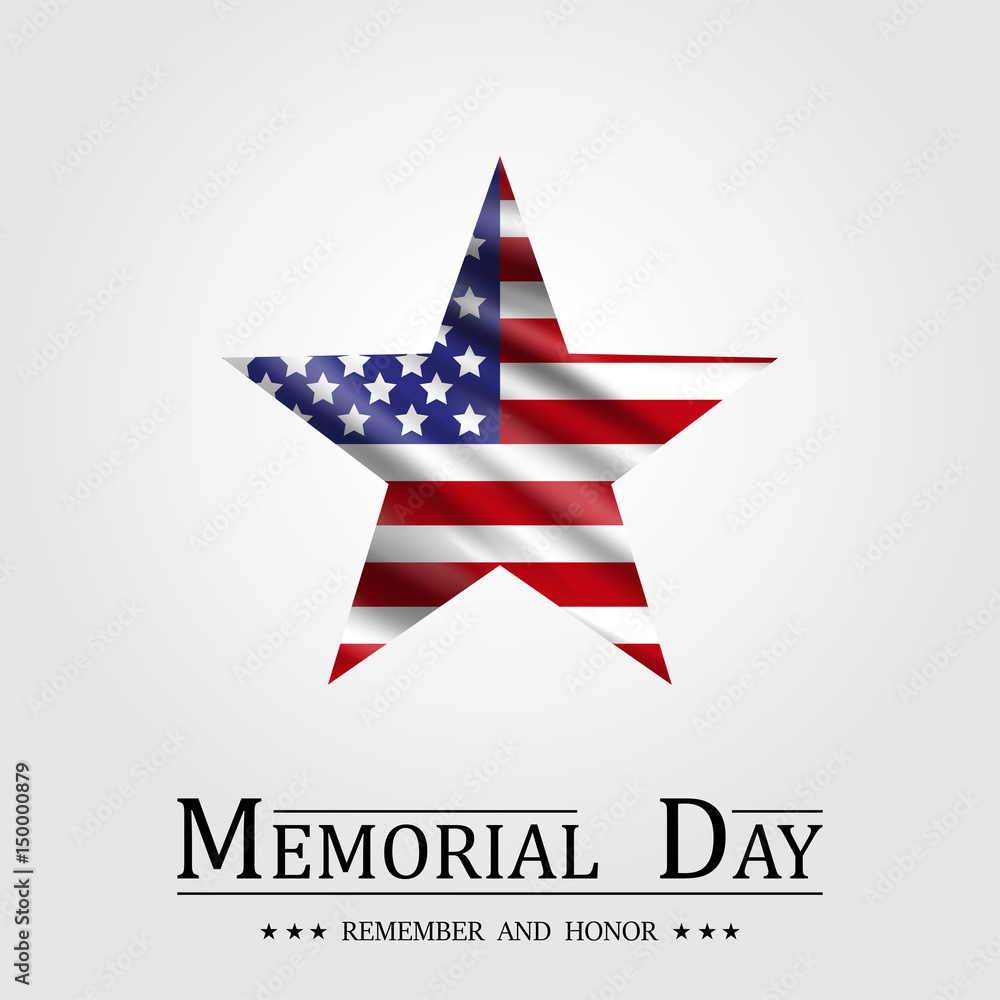Happy Memorial Day, Star and Flag USA Stock Vector | Adobe Stock