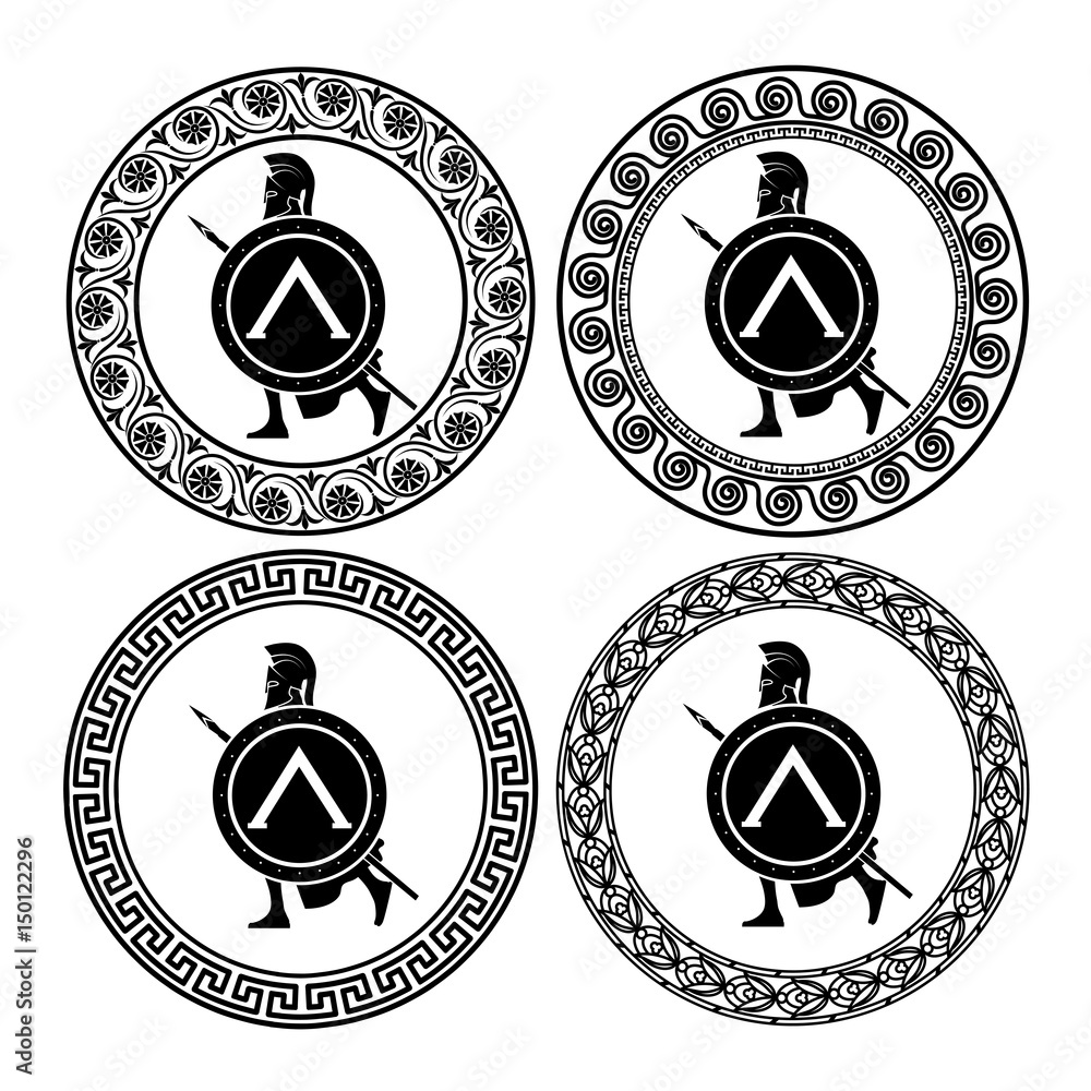 Symbol the soldier is issued by an ornament in the Greek style . Stock ...