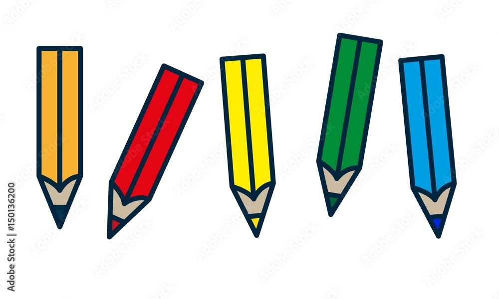 Bleistift und Buntstift Icons Stock-Vektorgrafik | Adobe Stock