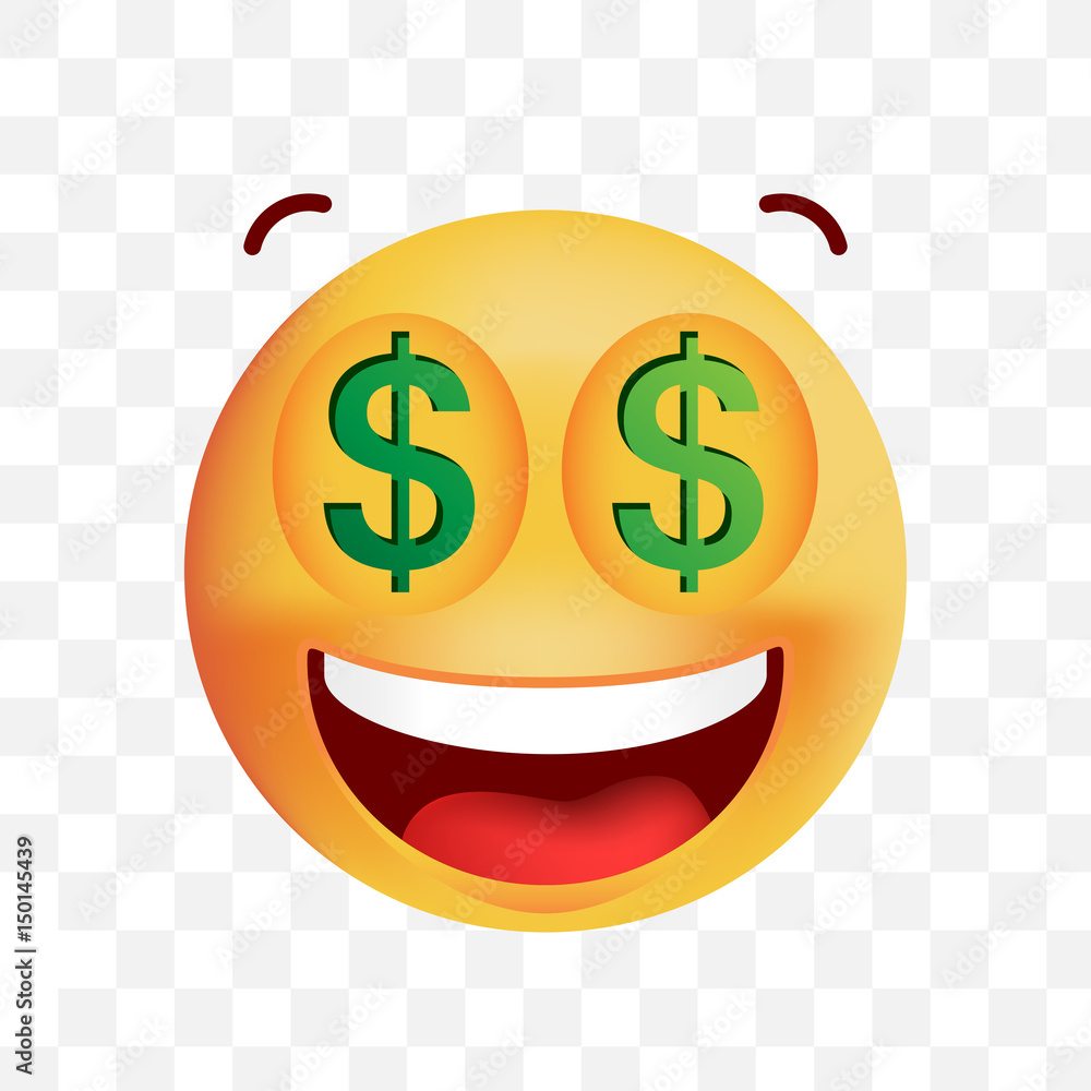 Cute Rich Emoticon on White Background. Isolated Vector Illustration ...