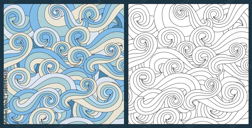zentangle waves ocean water vector antistress Stock Vector | Adobe Stock