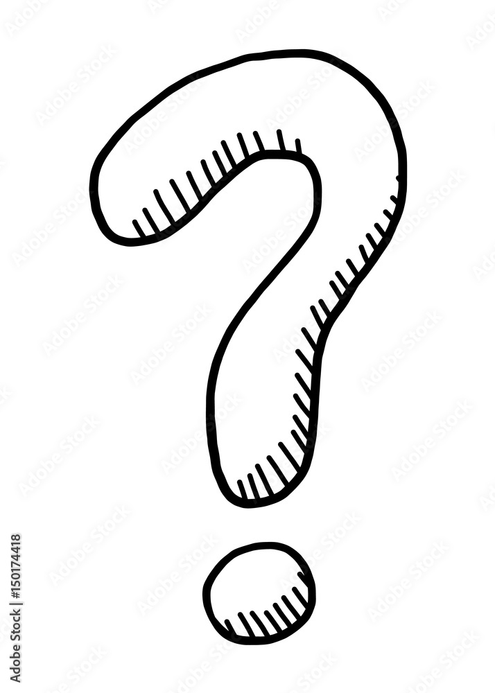 question mark / cartoon vector and illustration, black and white, hand ...