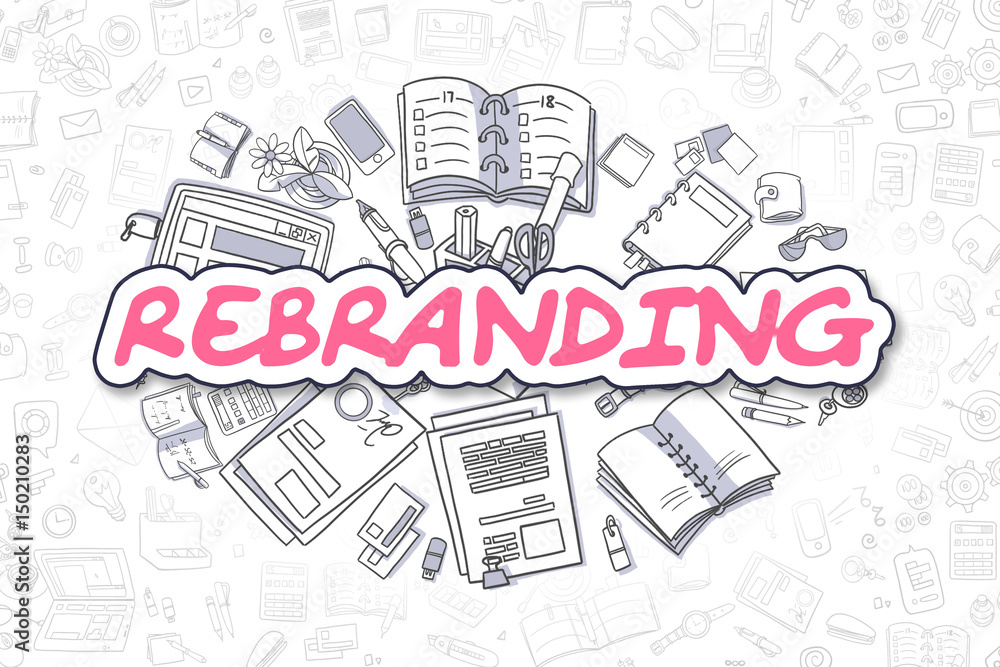 Rebranding - Hand Drawn Business Illustration with Business Doodles ...