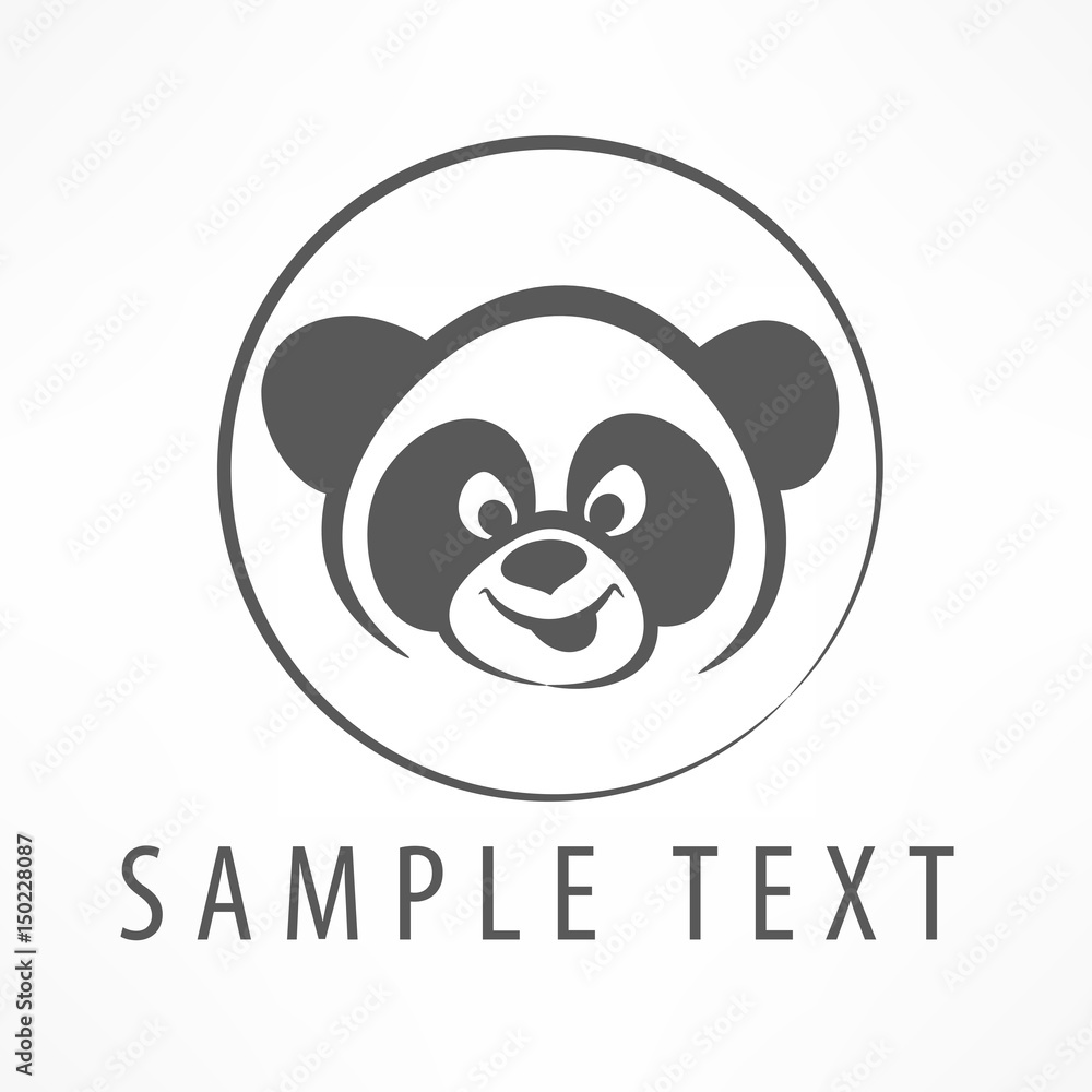 ภาพประกอบสต็อก Panda logo, head in circle, symbol with text ...