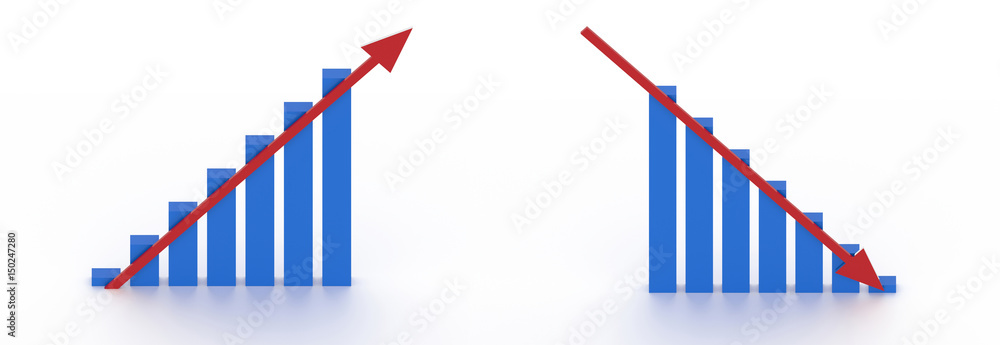 Rising and falling chart with arrows Stock Illustration | Adobe Stock