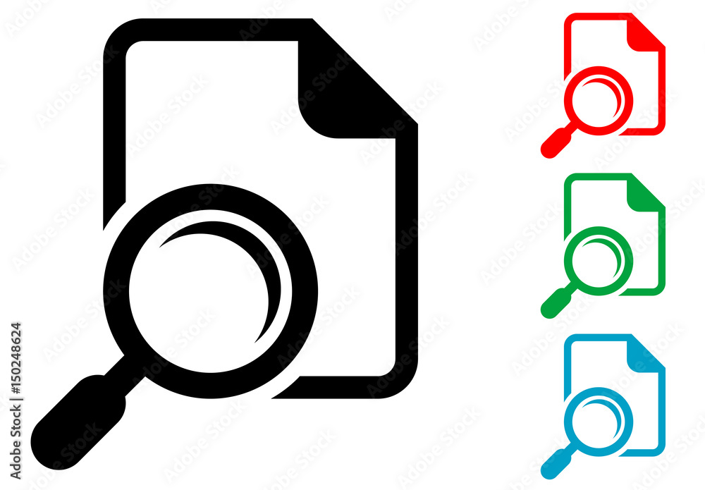 Icono plano documento con lupa varios colores Stock Vector | Adobe Stock