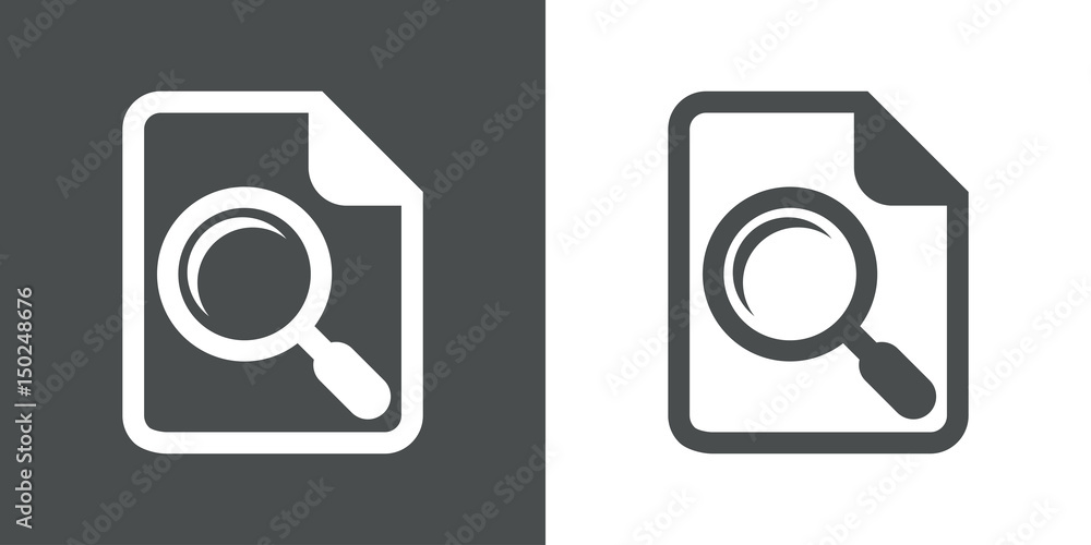 Icono plano lupa en documento gris y blanco Stock Vector | Adobe Stock
