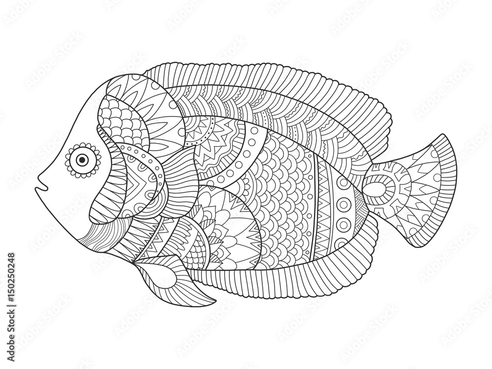 Angel fish coloring book vector illustration Stock Vector | Adobe Stock