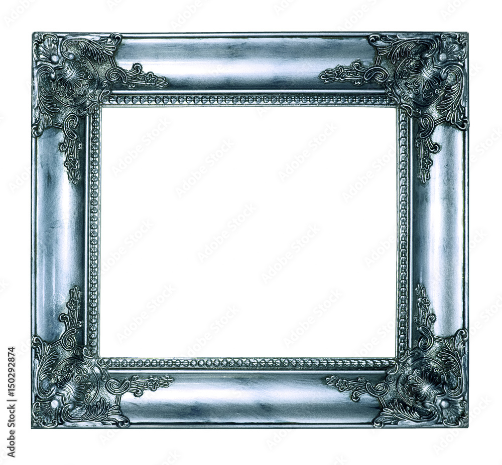 blue vintage picture and photo frame isolated on white background Stock ...