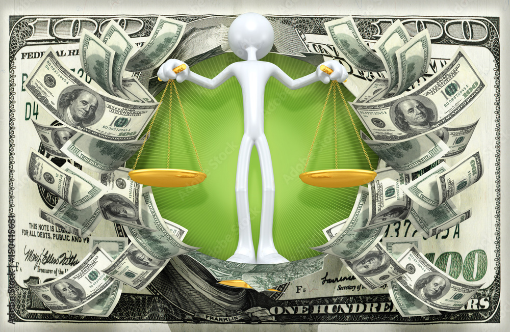 Justice Scales Concept With The Original 3D Character Illustration ...