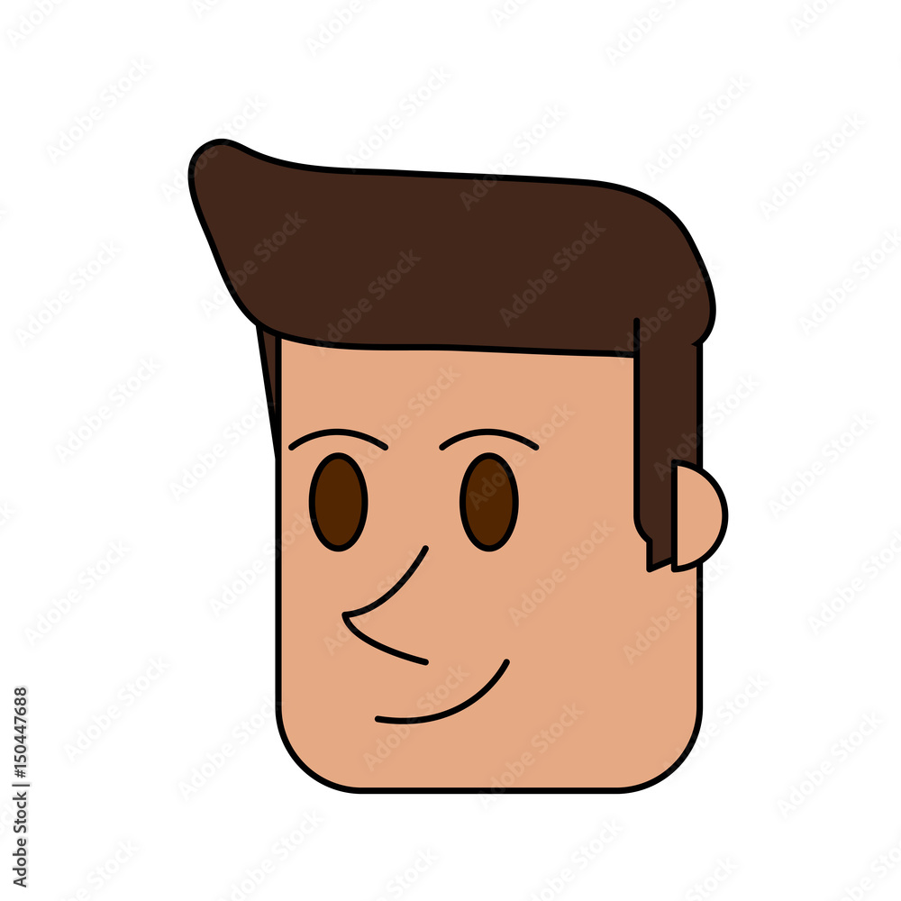 colorful image cartoon side view face guy with hairstyle vector ...