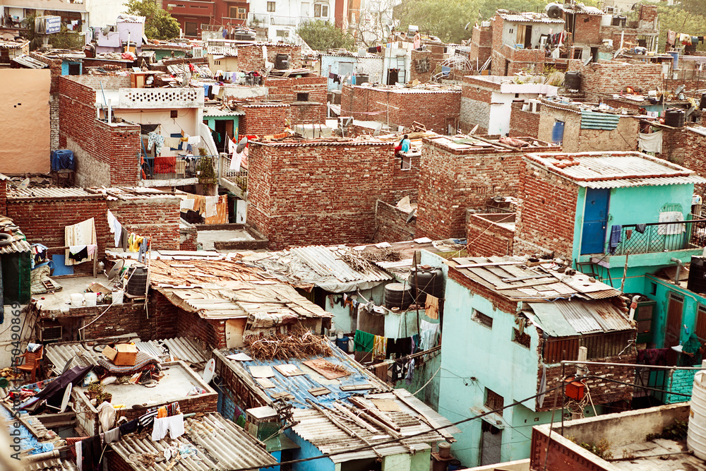 panorama of indian city rooftops, India Varanasi landscape, Benares ...