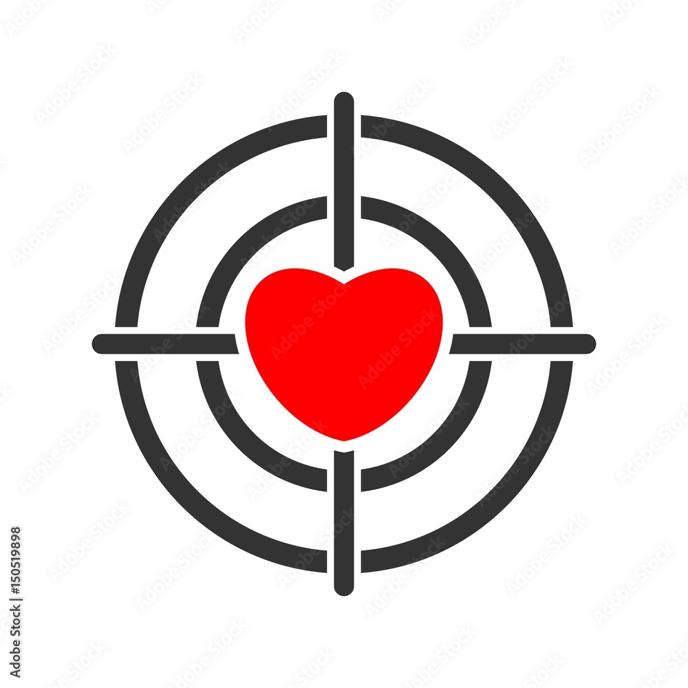 Target with heart icon isolated on white background Stock Illustration ...