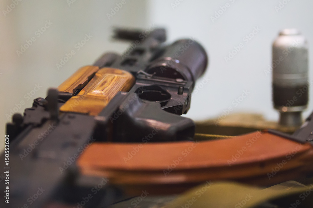 Soviet Russian weapon - Kalashnikov rifle with under barrel grenade ...