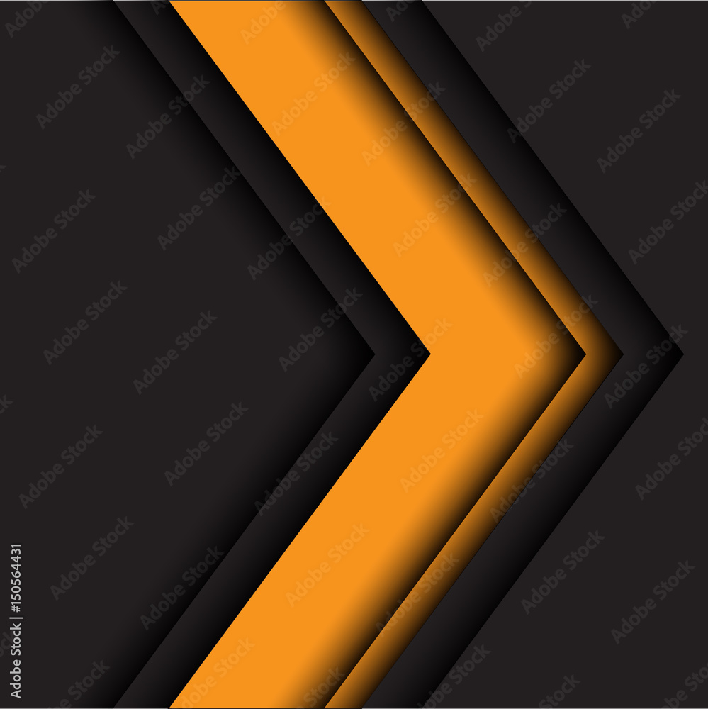 Abstract yellow arrow shadow overlap on black design modern background ...