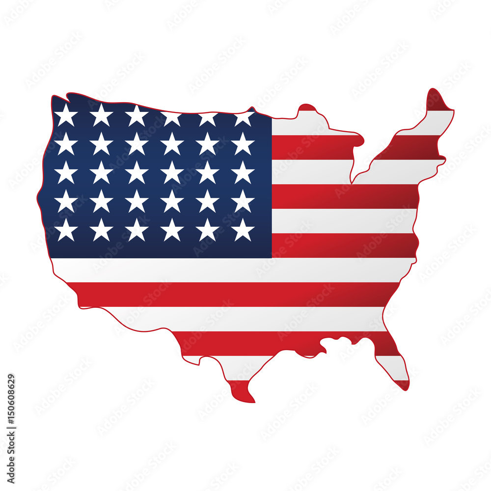 usa country map with flag colors icon over white background. vector ...