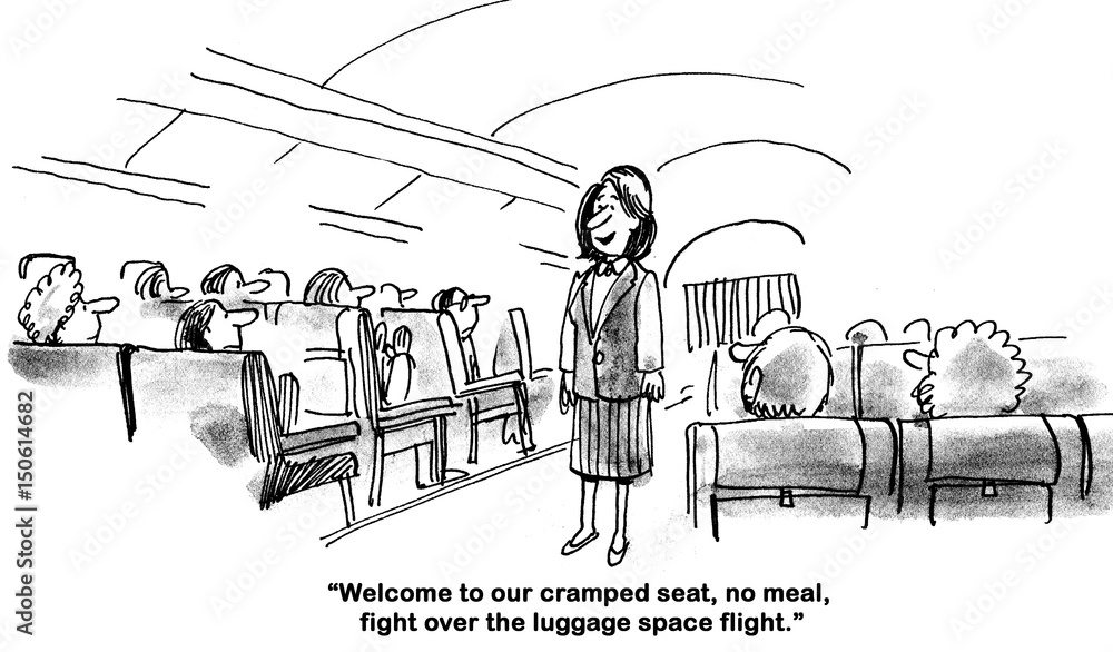 Business cartoon about the poor customer service passengers receive ...