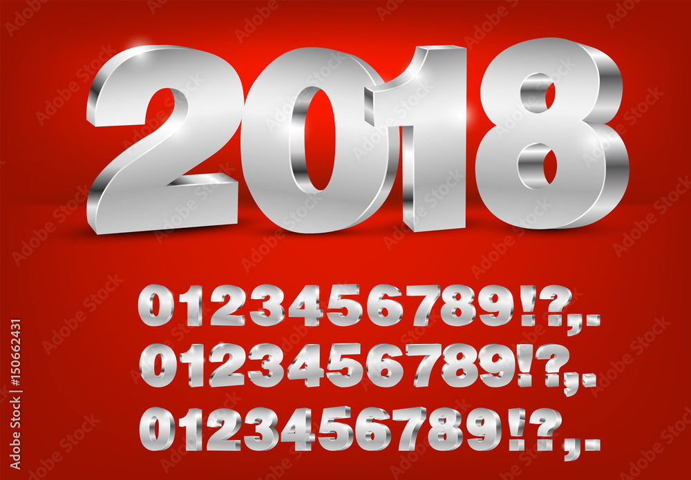 3D Metalic Number Set Stock Template | Adobe Stock