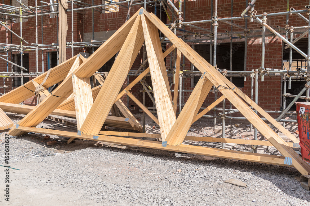 House construction roof trusses Stock Photo | Adobe Stock