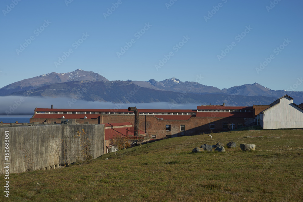 Historic buildings of a former meat refrigeration plant that have been ...