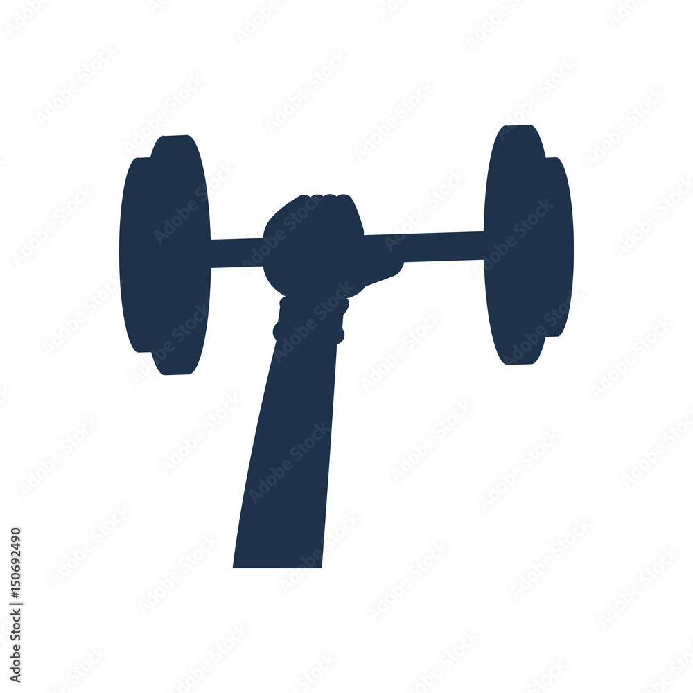silhouette hand holding barbell sport icon vector illustration Stock ...
