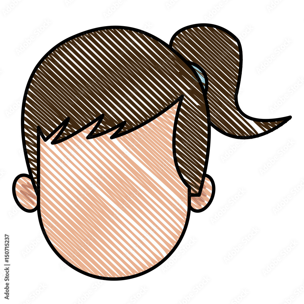 drawing head girl faceless character image vector illustration Stock ...