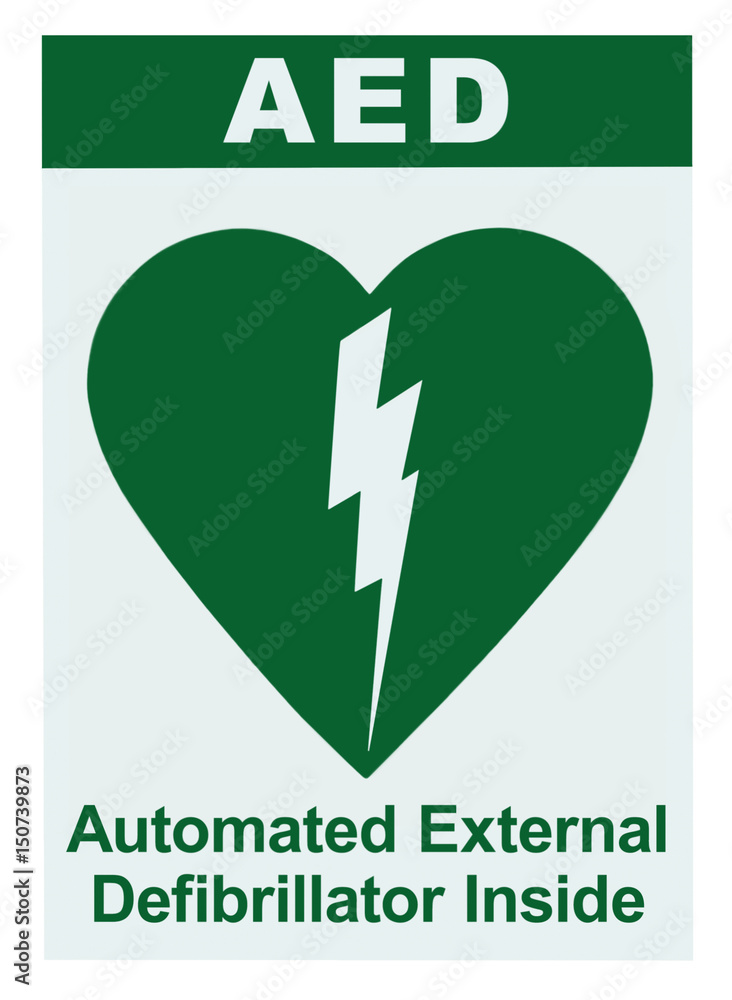 AED Automated External Defibrillator Inside On Site Text, Green Icon ...