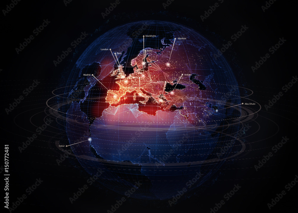 globe with europe map highlighted Stock Illustration | Adobe Stock