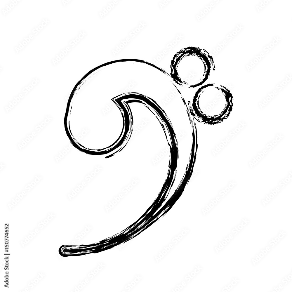 bass clef, musical note icon over white background. vector illustration ...
