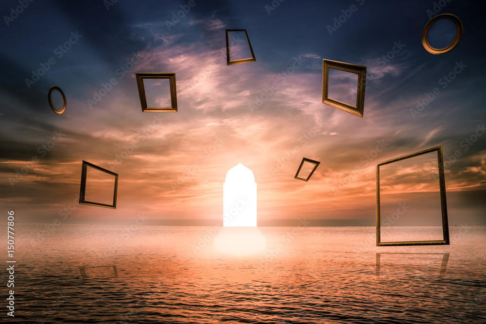 Gate of life ,Illuminated door Symbol of good deed ,Imaginative concept ...