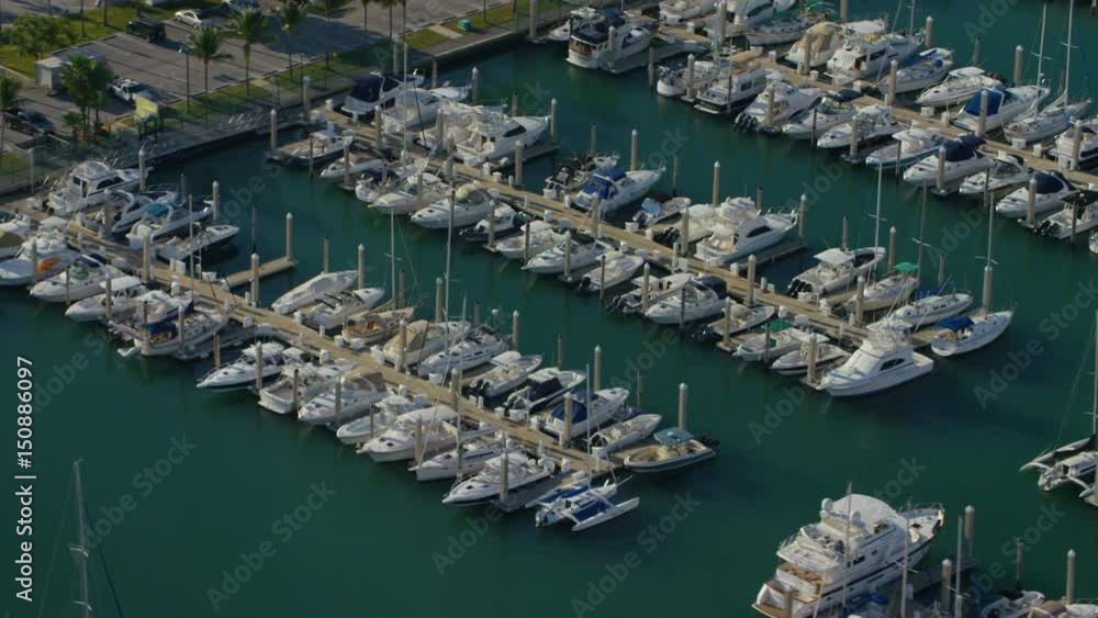 Aerial view of boat docks near Miami, Florida Stock Video | Adobe Stock