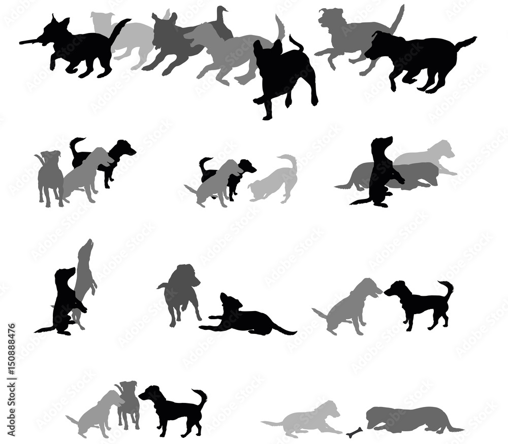 Set of vector group of dogs silhouettes Stock Vector | Adobe Stock
