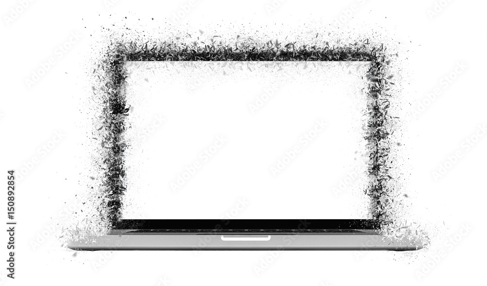 Laptop exploded ans shattered Stock-Foto | Adobe Stock
